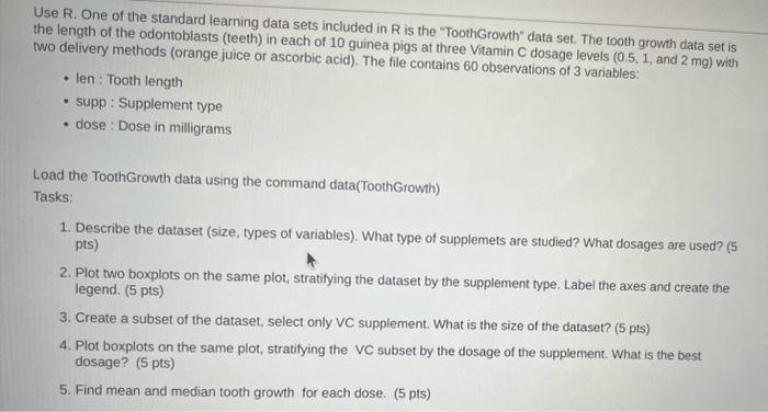 Solved Use R. One of the standard learning data sets | Chegg.com