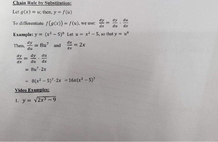 Solved Chain Rulc by Substitution: Let g(x) = u; then, y = | Chegg.com