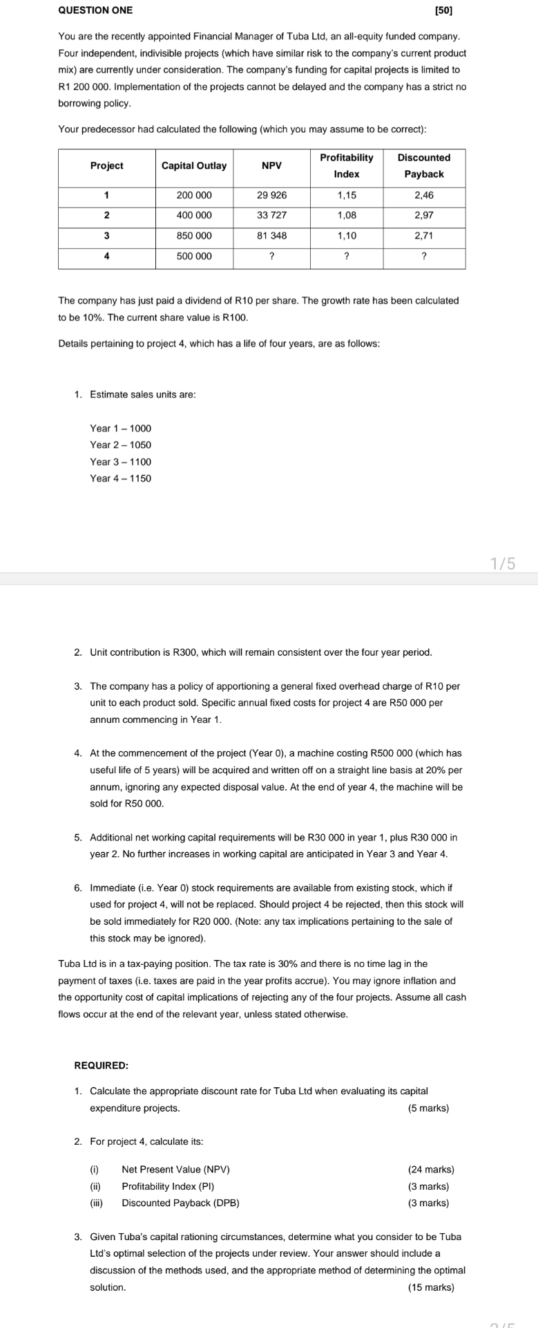 Solved QUESTION ONE[50]You are the recently appointed | Chegg.com