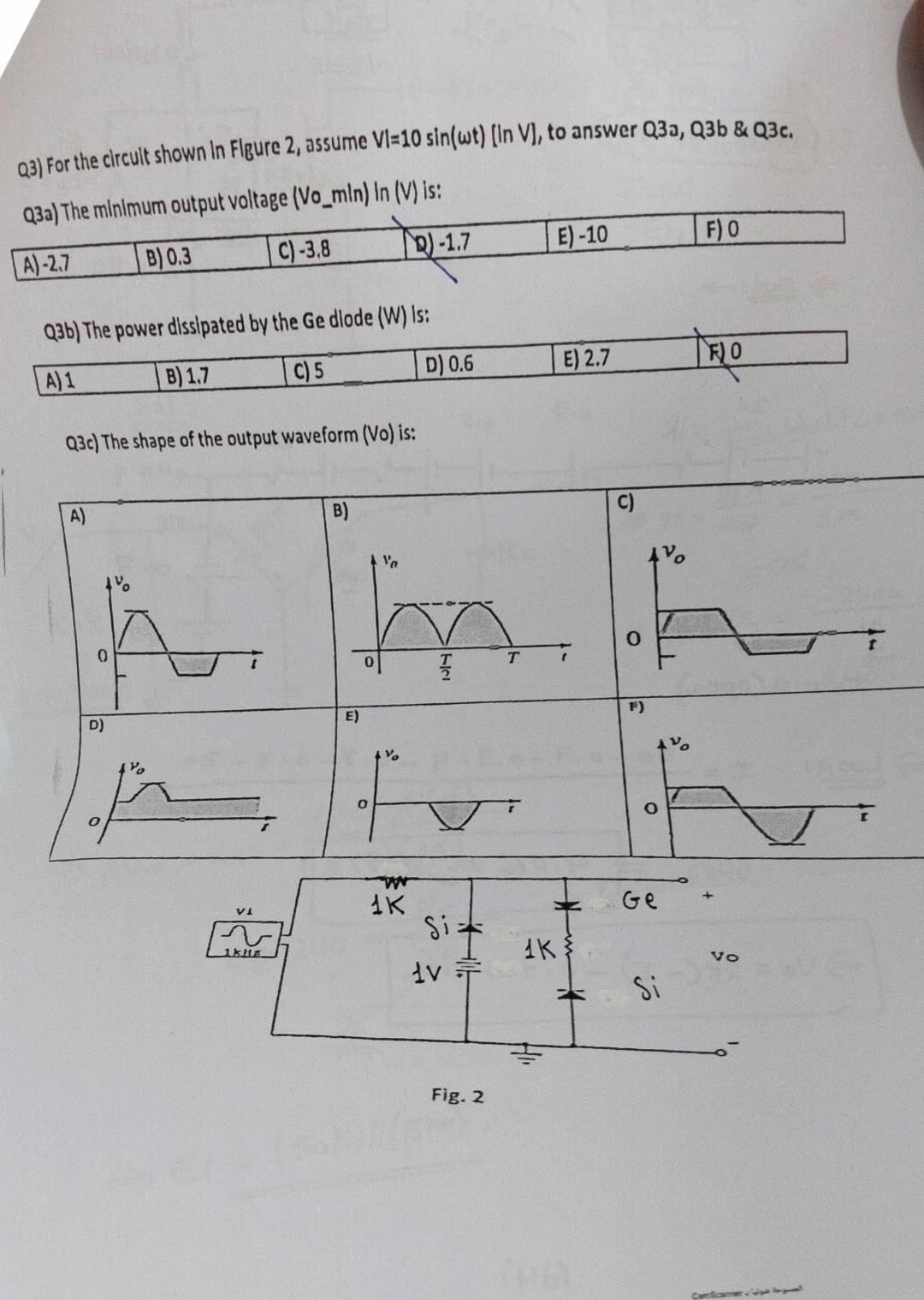 Solved Q3) For the circult shown In Flgure 2, assume Vl=10 | Chegg.com