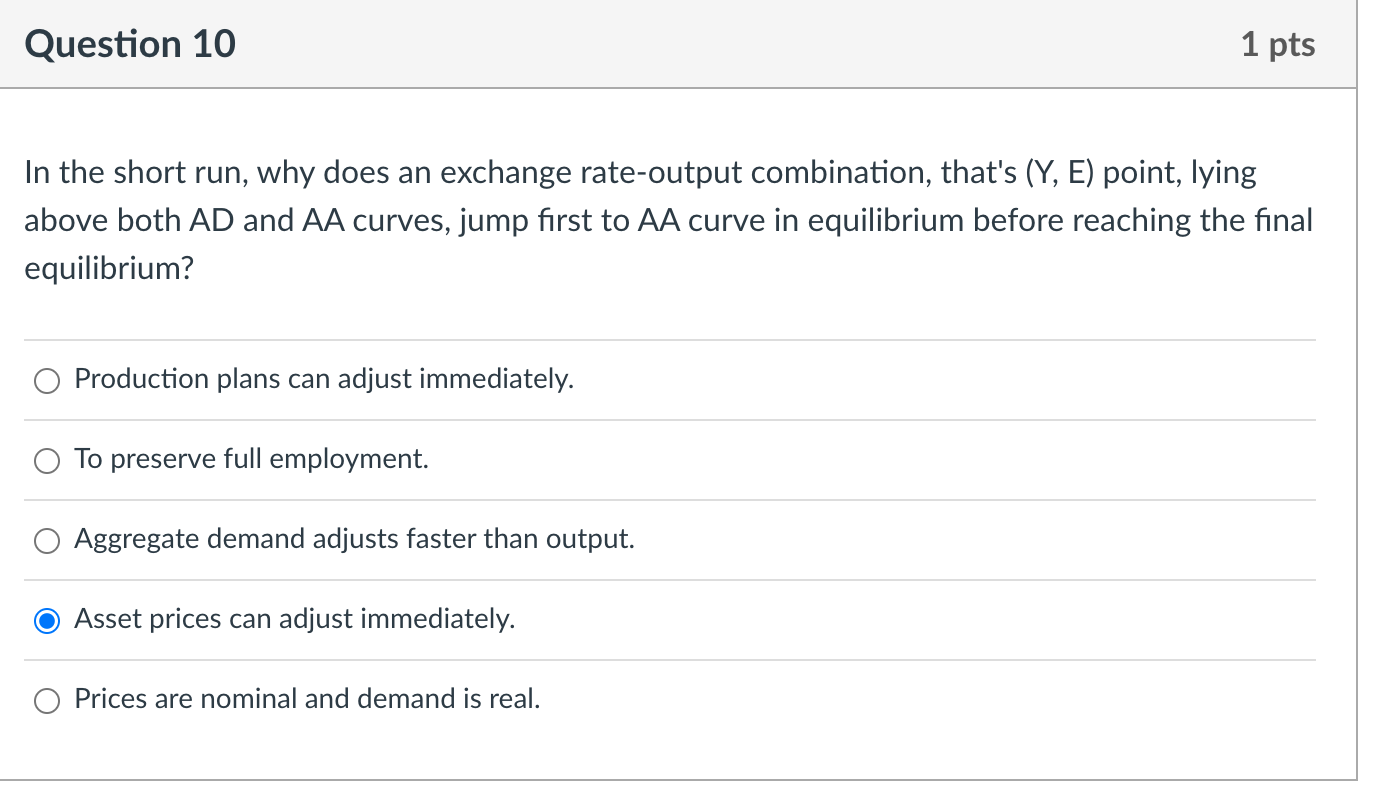 Solved In the short run, why does an exchange rate-output | Chegg.com