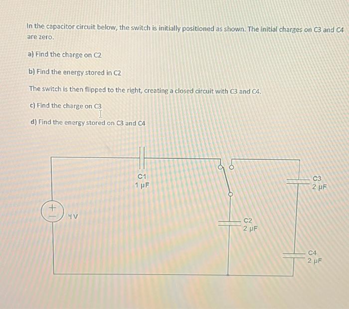 Solved In the capacitor circuit below, the switch is | Chegg.com