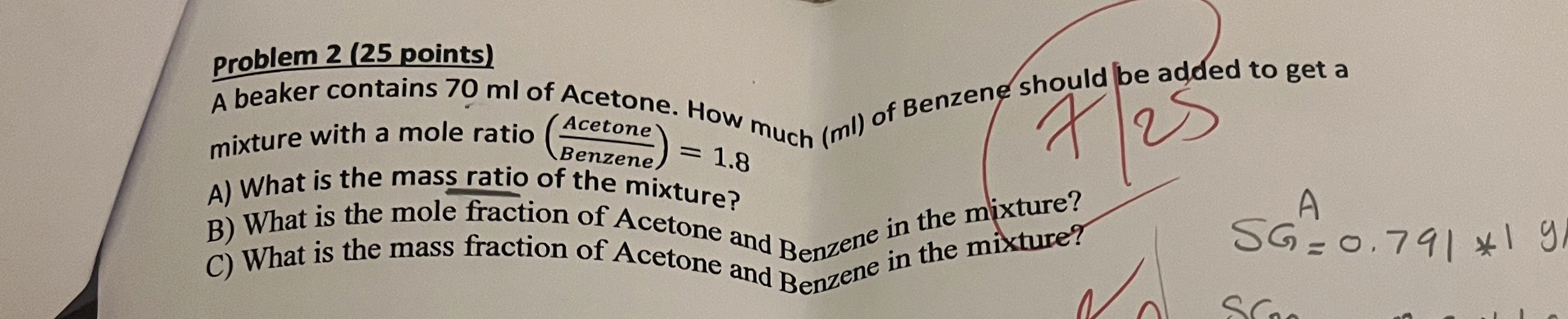 Solved Problem 2 ( 25 ﻿points)A beaker contains 70ml ﻿of | Chegg.com