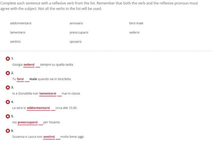 Complete each sentence with a reflexive verb from the | Chegg.com