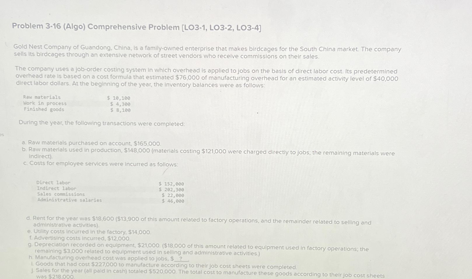 Solved Problem 3-16 (Algo) Comprehensive Problem [LO3-1, | Chegg.com Solved Problem 3-16 (Algo) Comprehensive Problem [LO3-1, | Chegg.com
