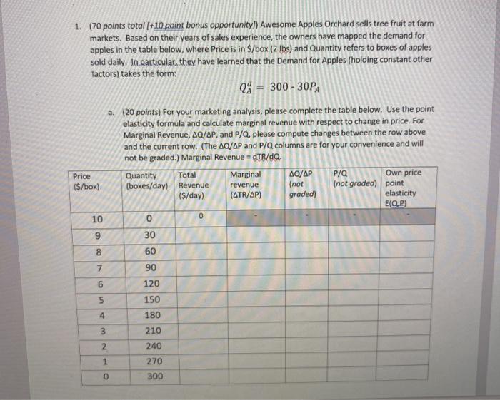 Solved 1. (70 points total [+10 point bonus opportunity]) | Chegg.com