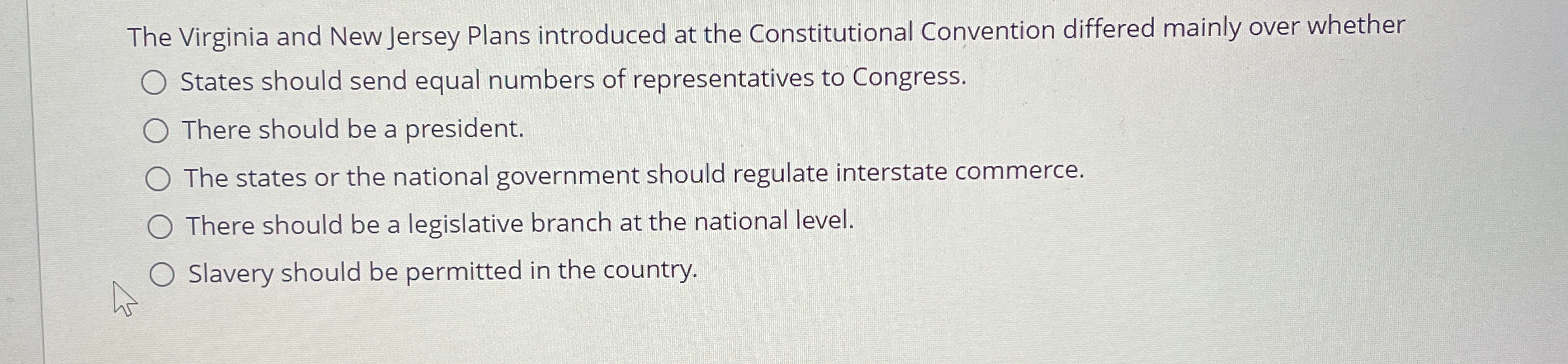 Solved The Virginia and New Jersey Plans introduced at the | Chegg.com