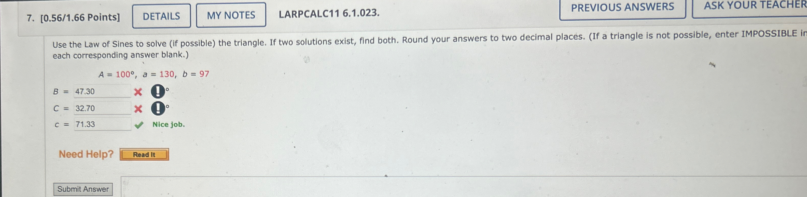 Solved Points] ﻿LARPCALC11 6.1.023.ASK YOUR TEACHERUse the | Chegg.com