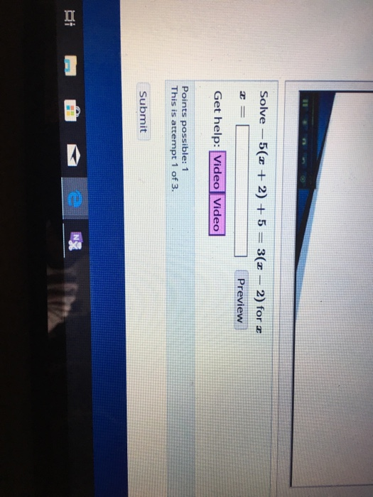 Solved Solve -5(2 + 2) + 5 = 33 - 2) for : = Preview Get | Chegg.com