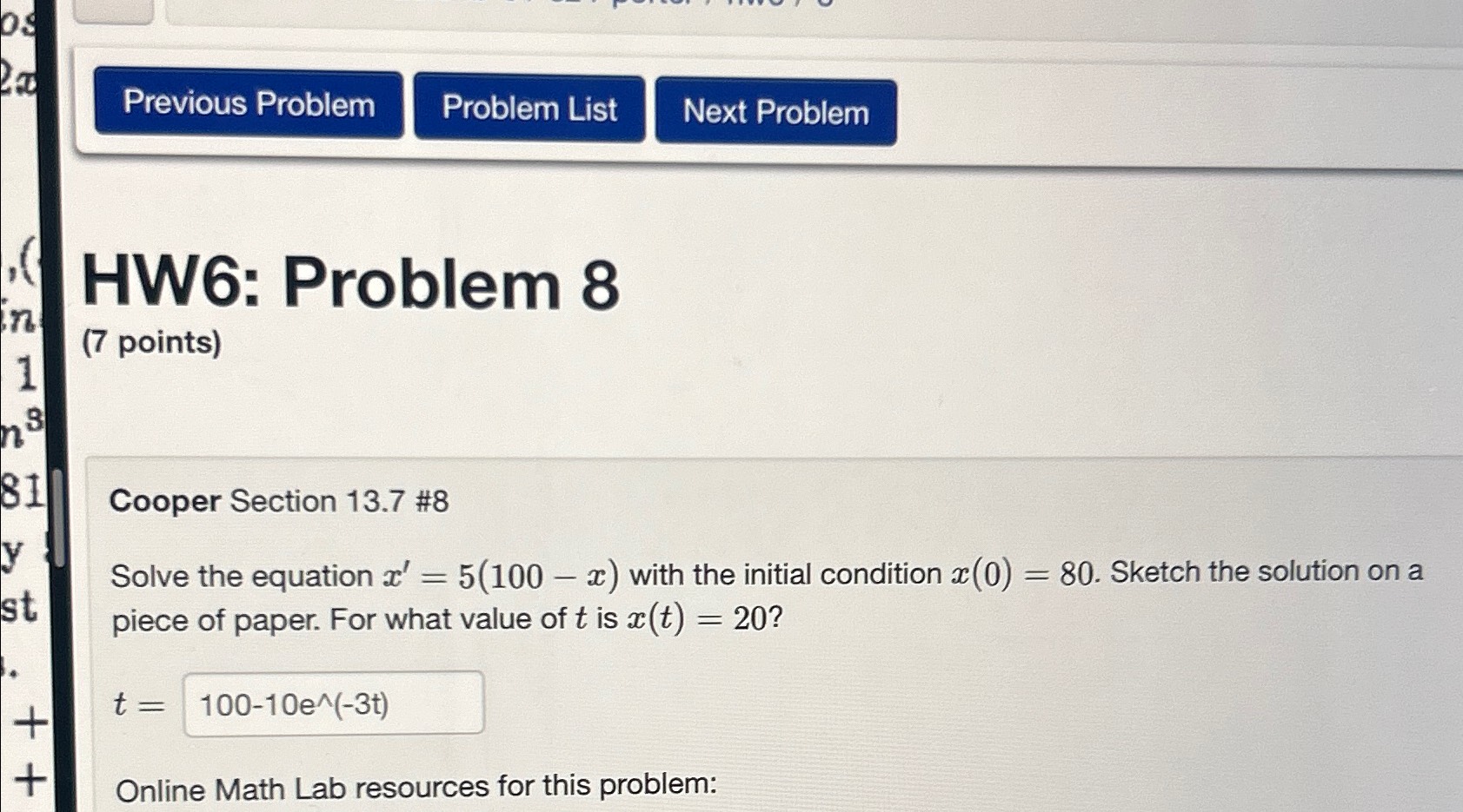 Solved HW6: Problem 8(7 ﻿points)Cooper Section 13.7 ﻿#8Solve | Chegg.com