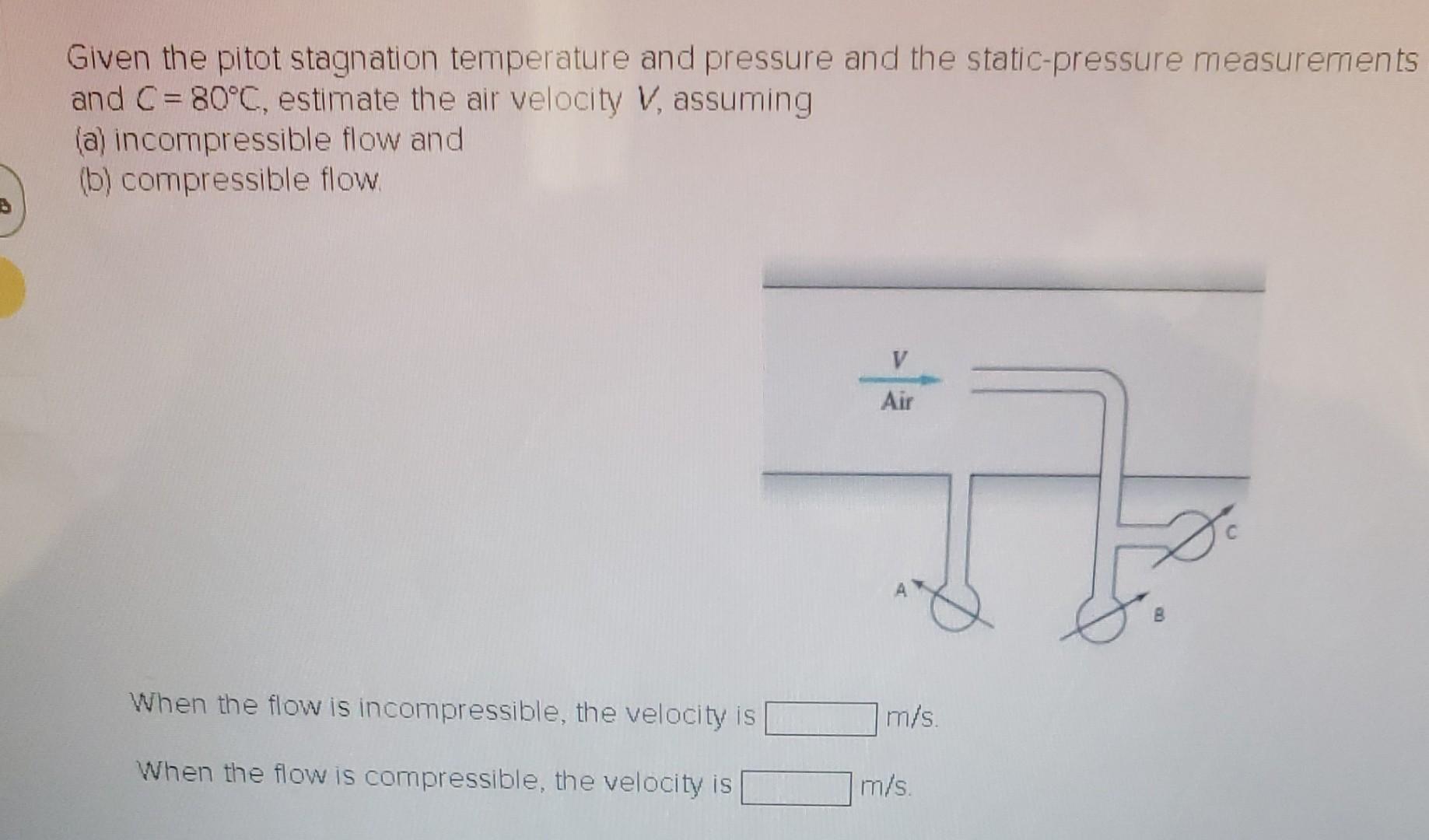 Solved Given the pitot stagnation temperature and pressure | Chegg.com