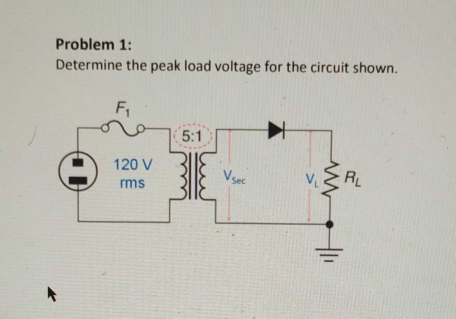 Solved Problem 1: Determine the peak load voltage for the | Chegg.com