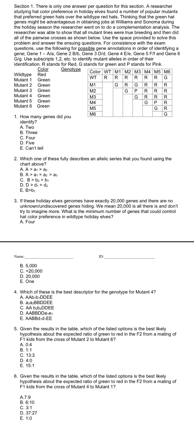 Solved Section 1 ﻿there Is Only One Answer Per Question For