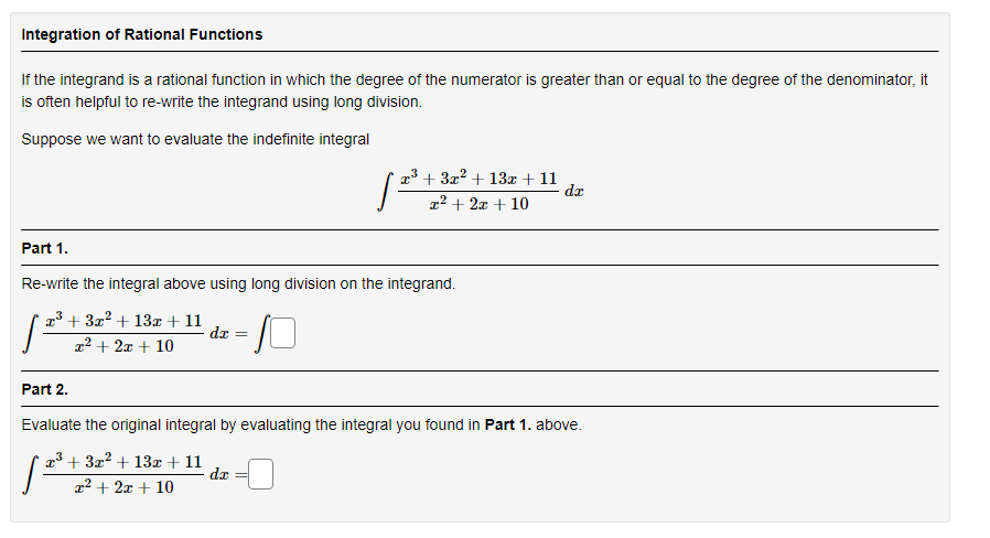 Solved Integration of Rational FunctionsIf the integrand is | Chegg.com