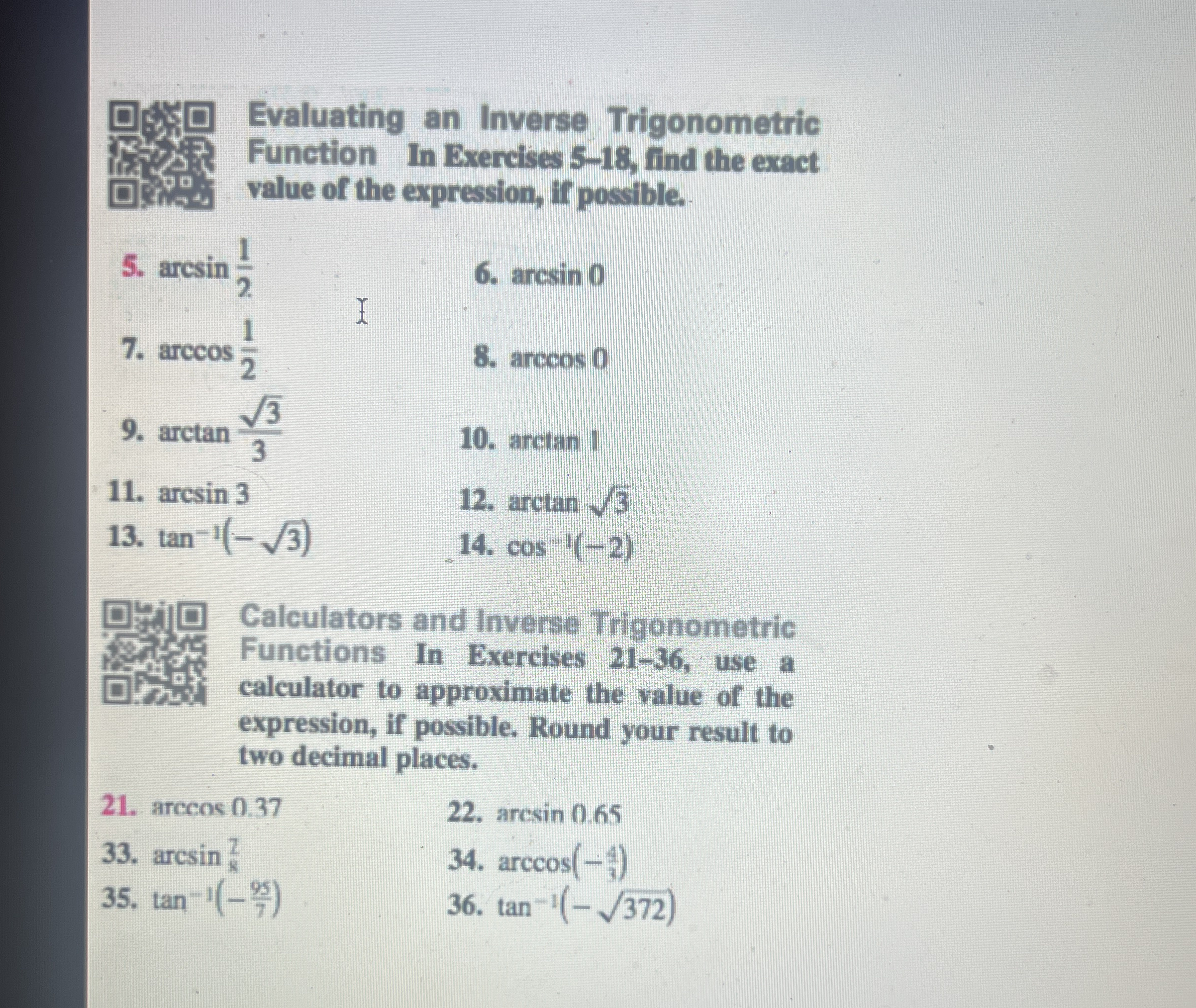 Solved Evaluating an Inverse Trigonometric Function In | Chegg.com