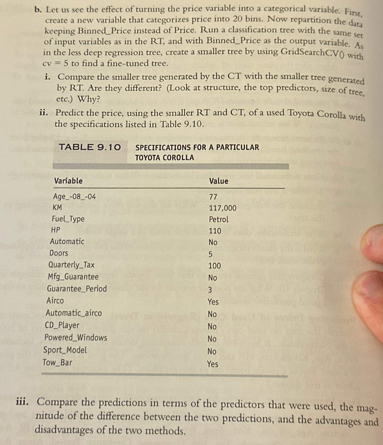 Solved SOLVE WITH PYTHON CODE9.3 ﻿Predicting Prices of Used | Chegg.com
