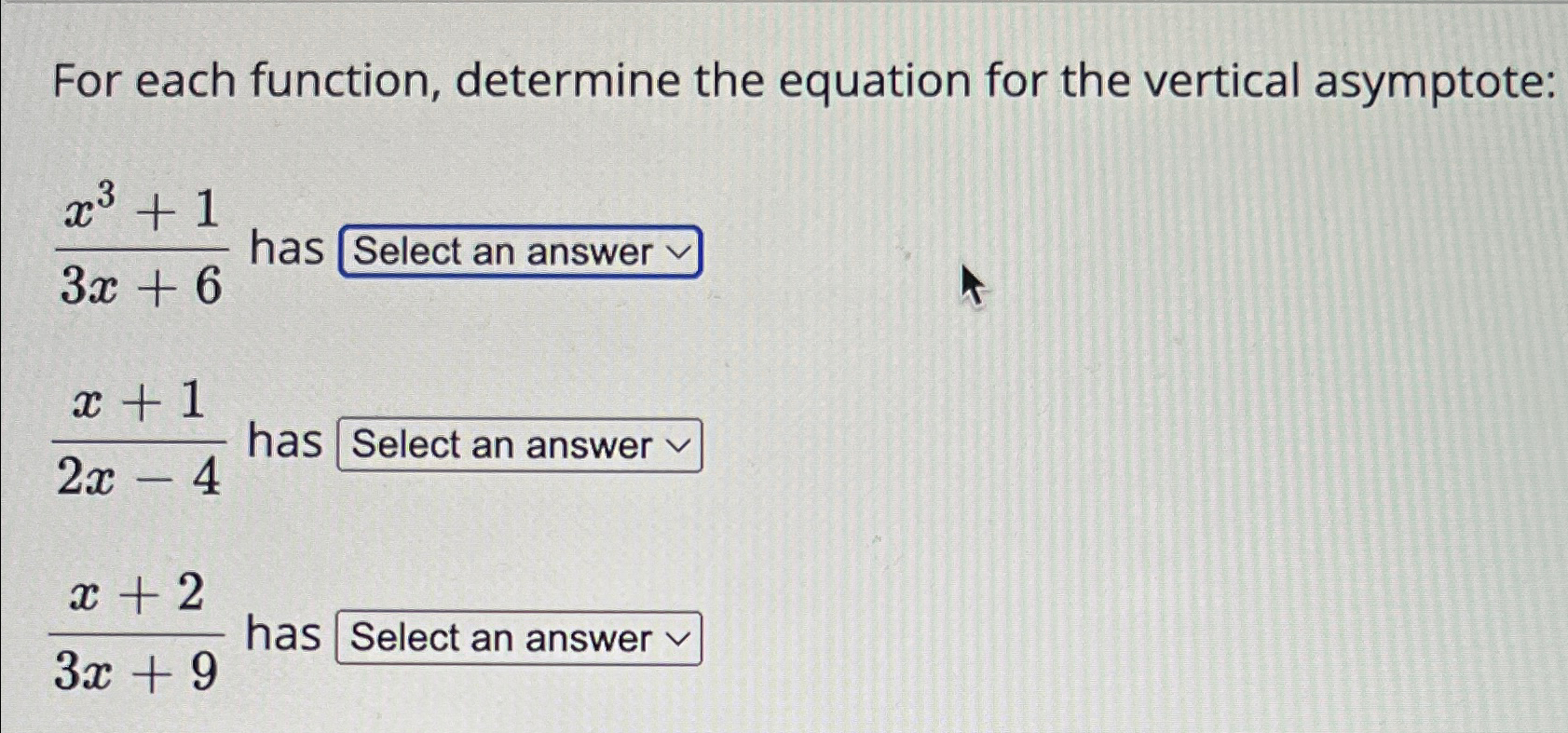 Solved For each function, determine the equation for the | Chegg.com