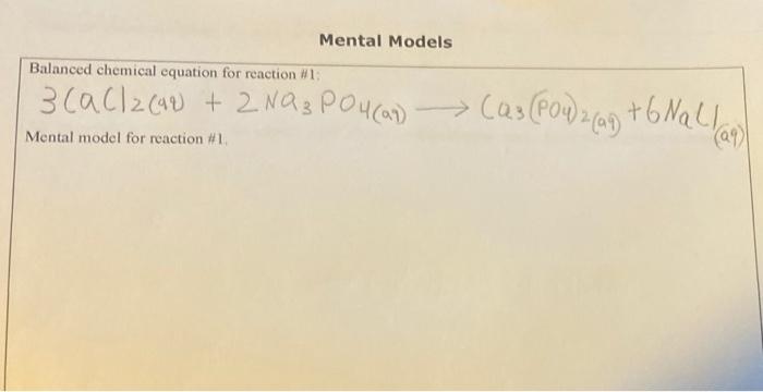 Solved Mental Models Balanced chemical equation for reaction | Chegg.com