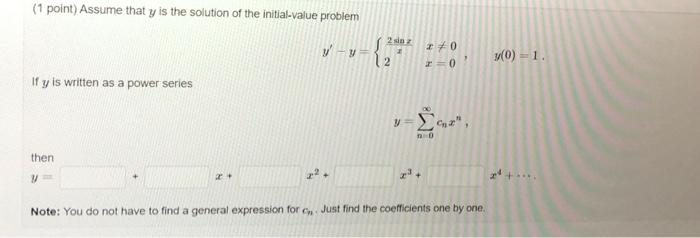 Solved (1 point) Assume that y is the solution of the | Chegg.com