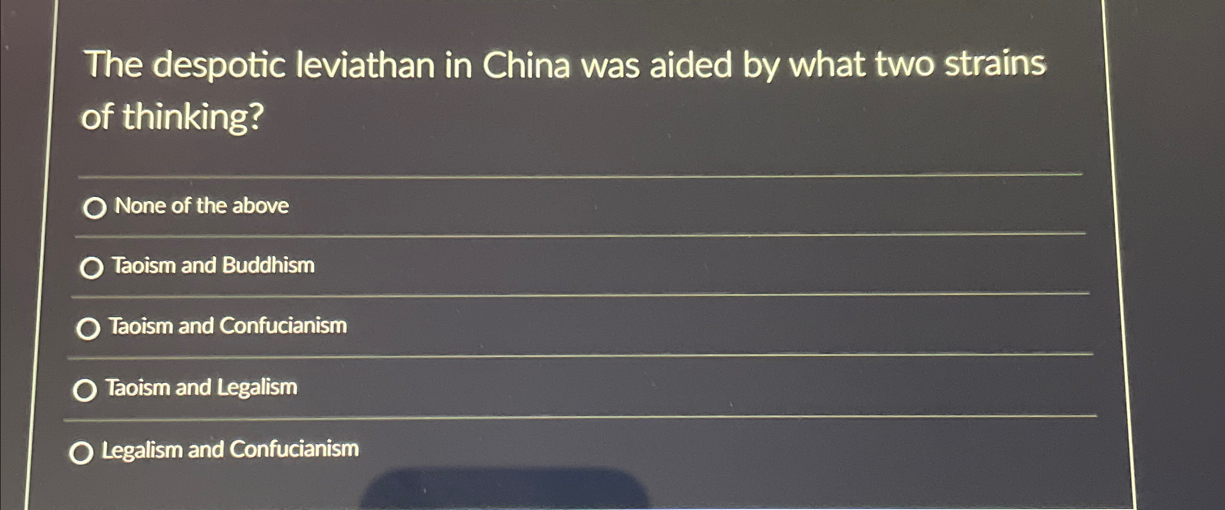 Solved The despotic leviathan in China was aided by what two | Chegg.com