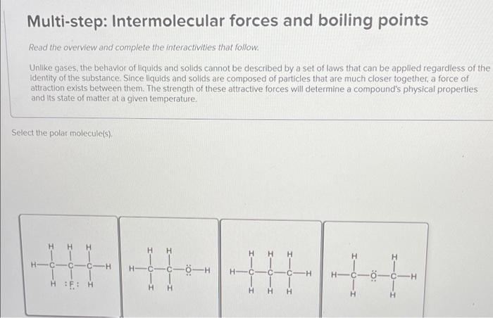 Solved Multi-step: Intermolecular forces and boiling points | Chegg.com