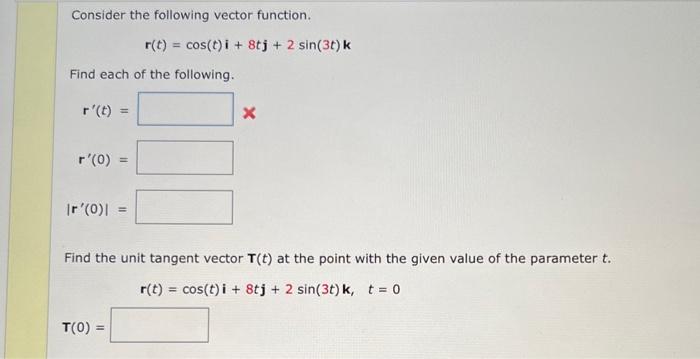 Solved Consider the following vector function. | Chegg.com