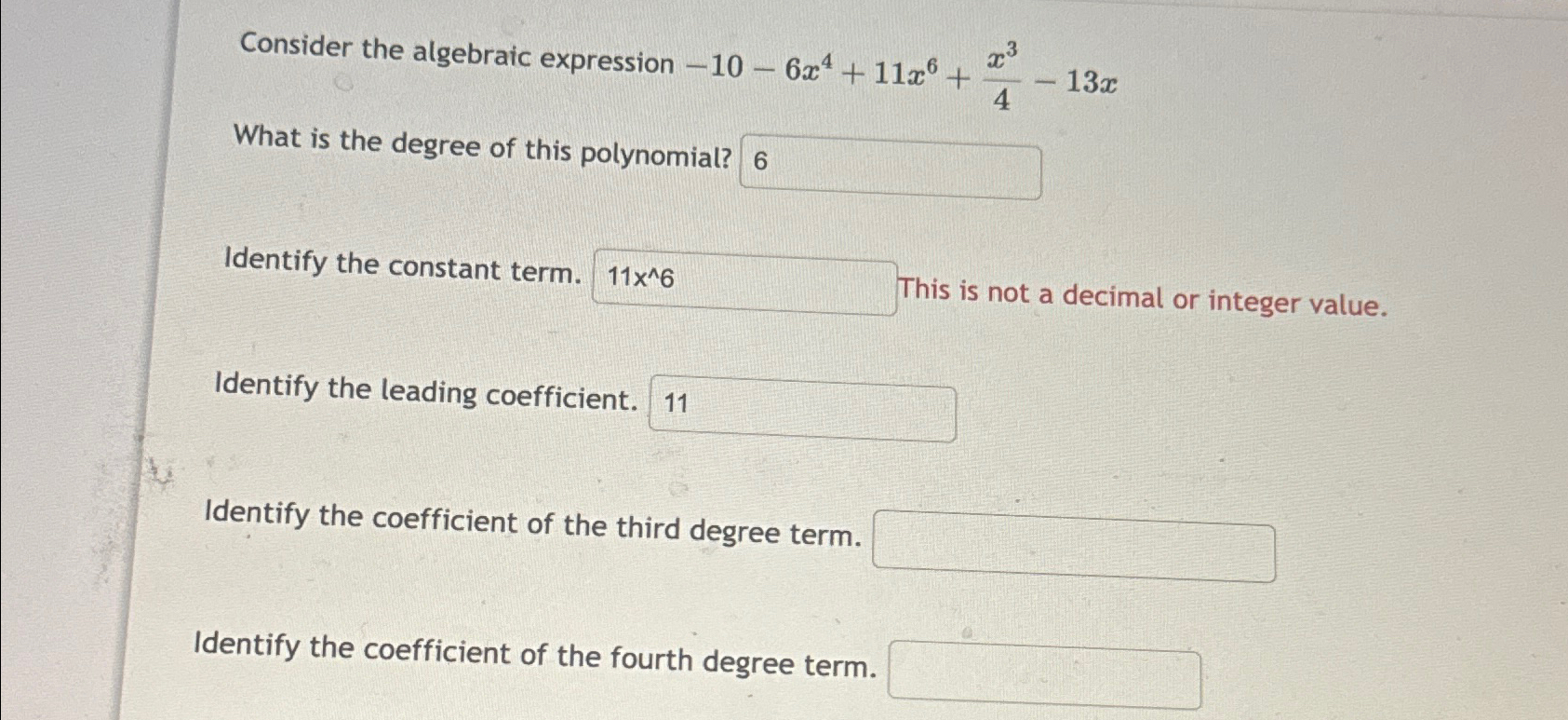 Solved Consider the algebraic expression | Chegg.com