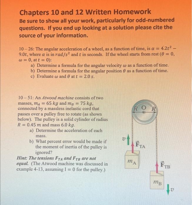 Solved Chapters 10 and 12 Written Homework Be sure to show | Chegg.com