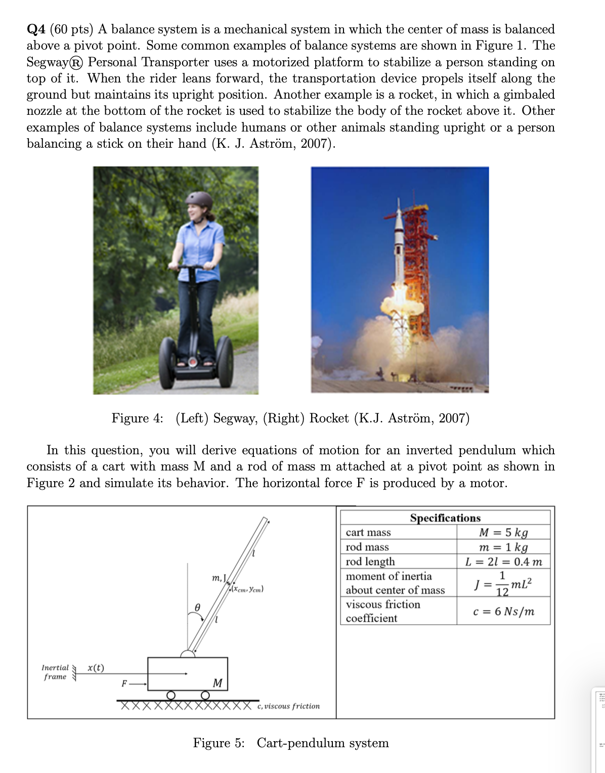 Solved Q4 (60 ﻿pts) ﻿A balance system is a mechanical system | Chegg.com