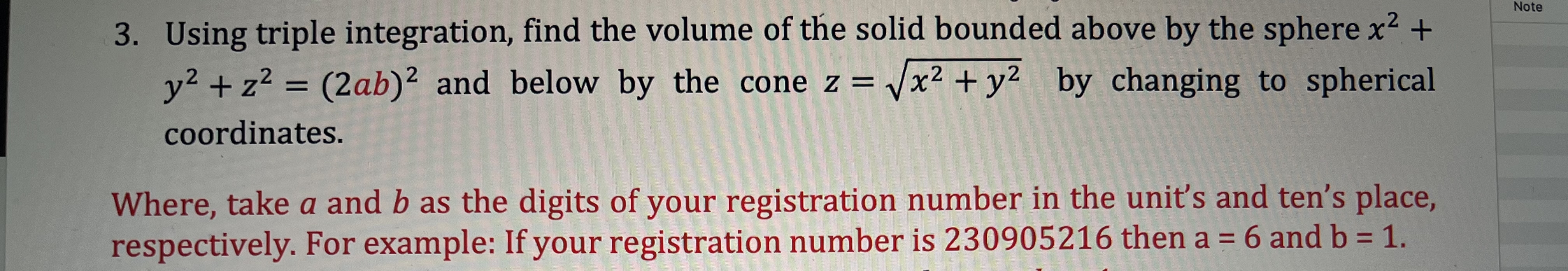 Solved Using triple integration, find the volume of the | Chegg.com