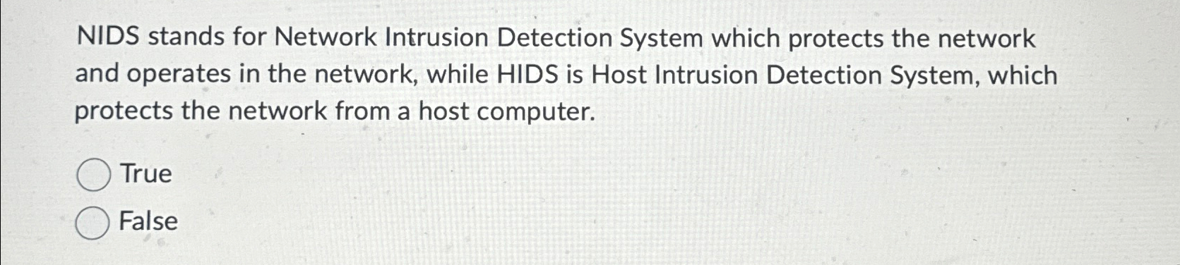 Solved NIDS stands for Network Intrusion Detection System | Chegg.com