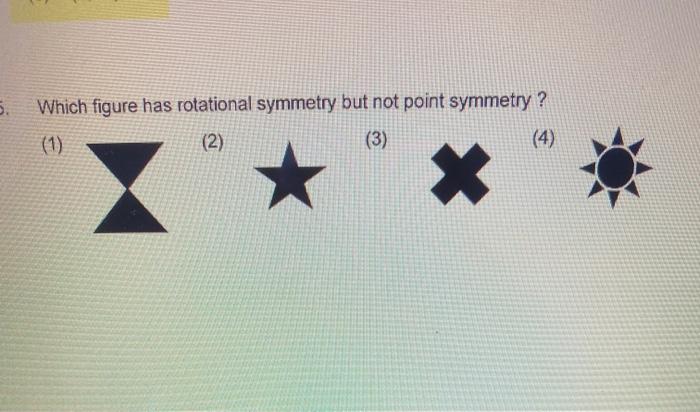Solved 5. Which figure has rotational symmetry but not point | Chegg.com