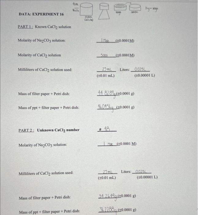 Solved DATA: EXPERIMENT 16 PART 1: Known CaCl2 solution | Chegg.com