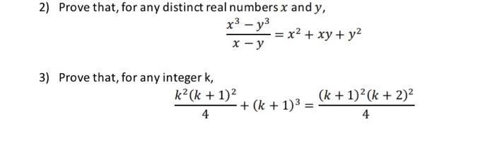 Solved 2) Prove that, for any distinct real numbers x and y, | Chegg.com
