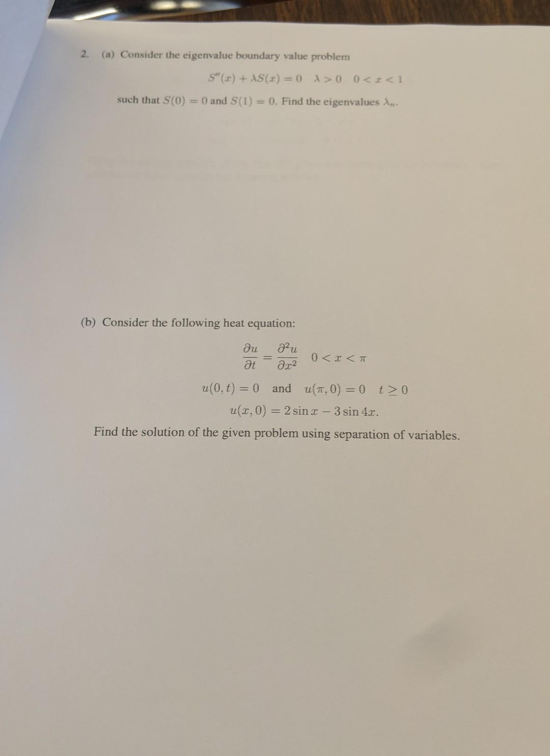 Solved 2. (a) Consider the eigenvalue boundary value problem | Chegg.com