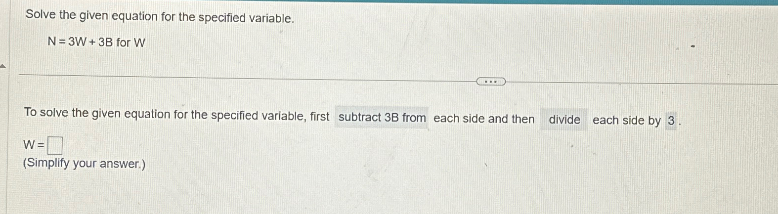 Solved Solve the given equation for the specified | Chegg.com