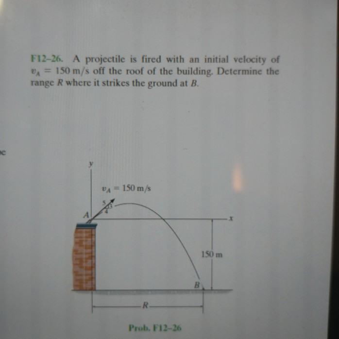 Solved F12-26. A projectile is fired with an initial | Chegg.com