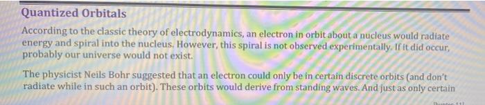 Solved Quantized Orbitals According to the classic theory of | Chegg.com