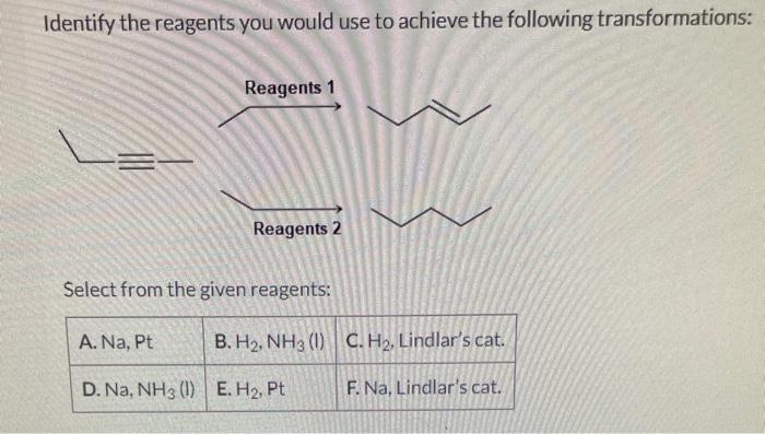 Solved Identify the reagents you would use to achieve the | Chegg.com