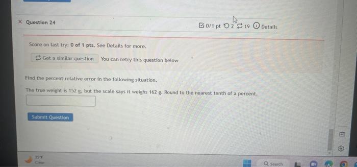 Solved Find the percent relative error in the following | Chegg.com