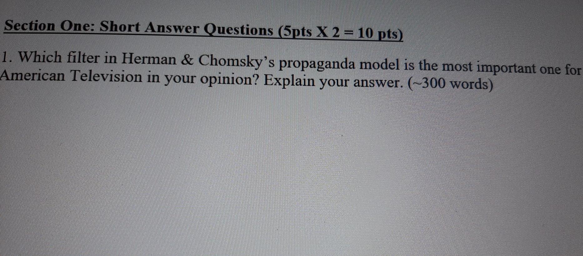 Solved Section One: Short Answer Questions (5pts X 2 = 10 | Chegg.com