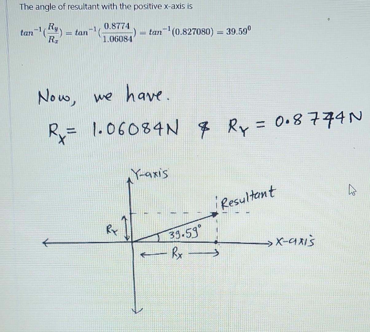 The angle of resultant with the positive x-axis is | Chegg.com