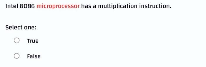 Solved Intel 8086 microprocessor has a multiplication | Chegg.com