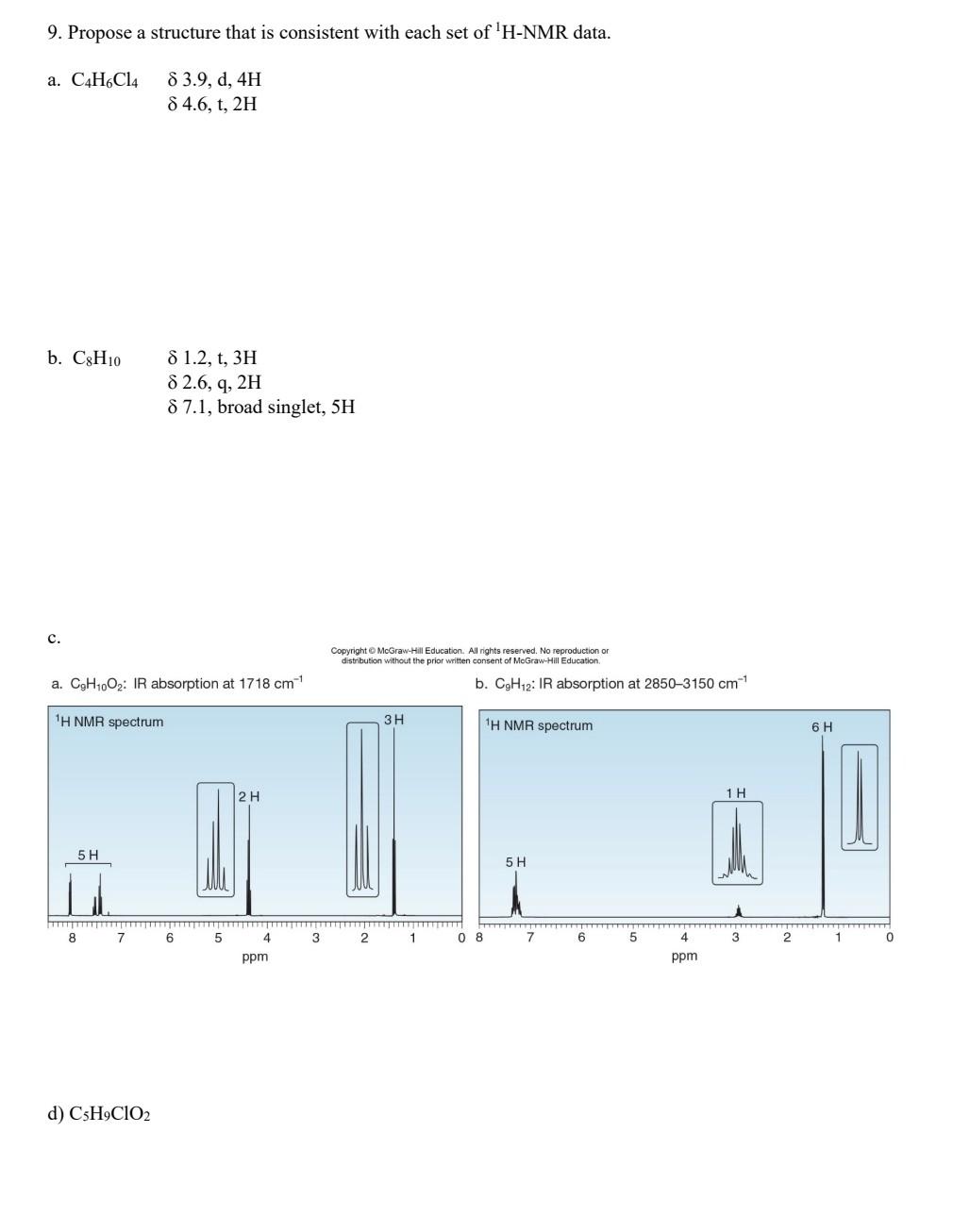 Solved 9. Propose a structure that is consistent with each | Chegg.com