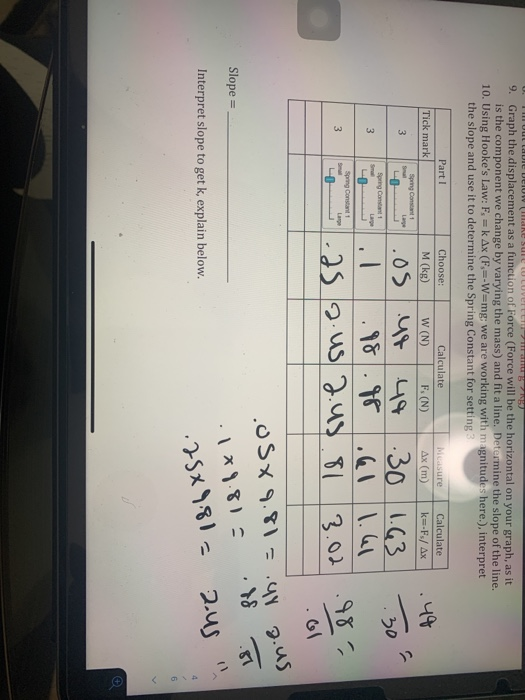 Solved Make su 9. Graph the displacement as a function of | Chegg.com