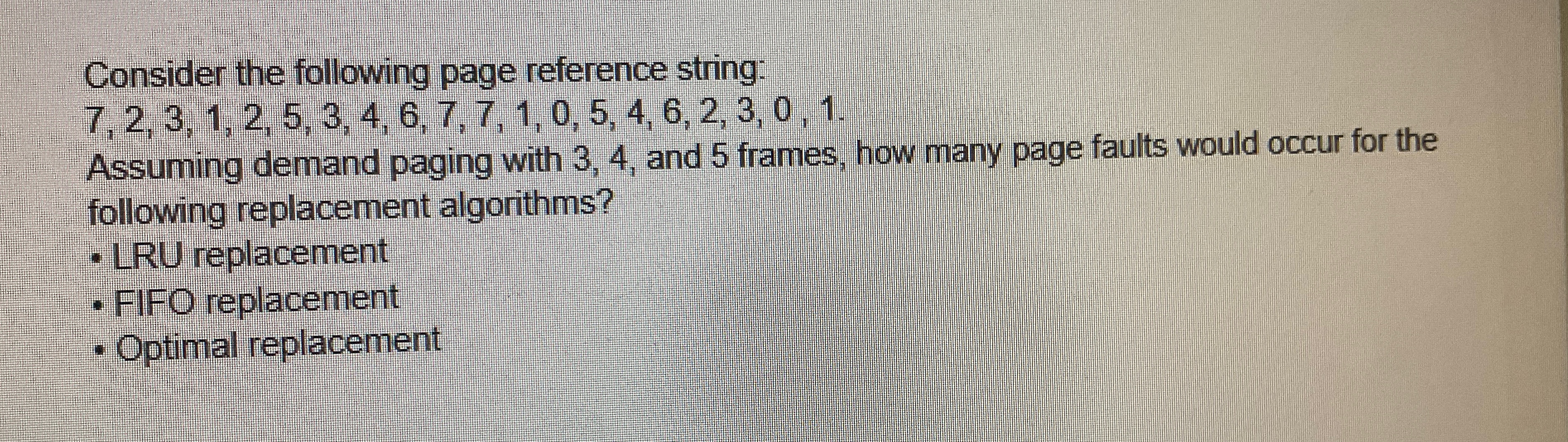 Solved Consider the following page reference | Chegg.com