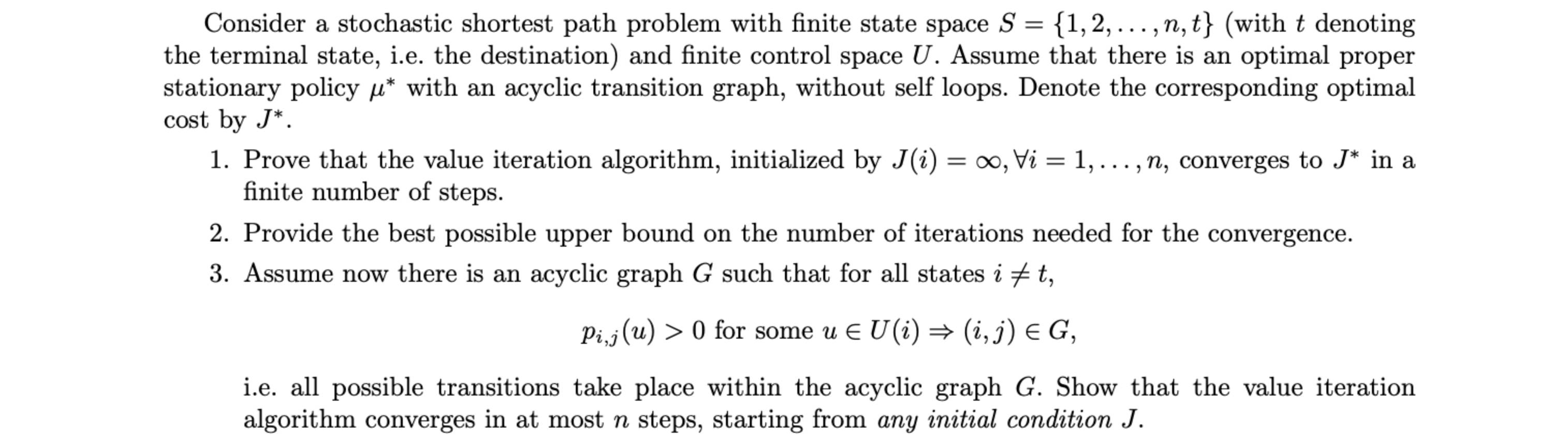 Solved Consider A Stochastic Shortest Path Problem With