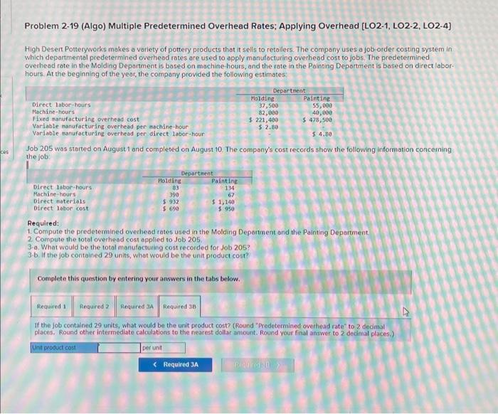 Solved Problem 2-19 (Algo) Multiple Predetermined Overhead | Chegg.com