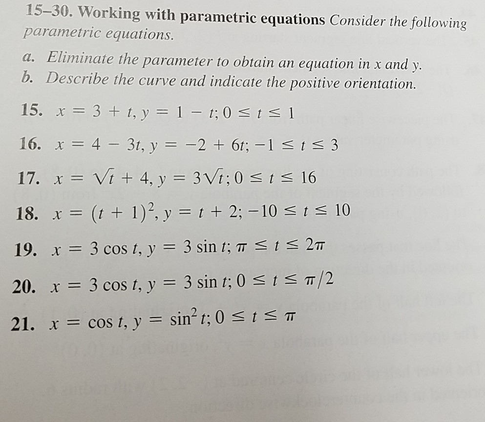 Solved 15–30. Working with parametric equations Consider the | Chegg.com