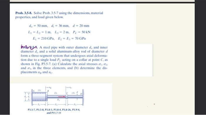 Solved Prob. 3.5-8. Solve Prob. 3.5-7 using the dimensions, | Chegg.com